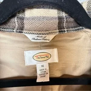 Talbots | Jackets & Coats | New Talbots Plaid Tan Black Double Breasted ...
